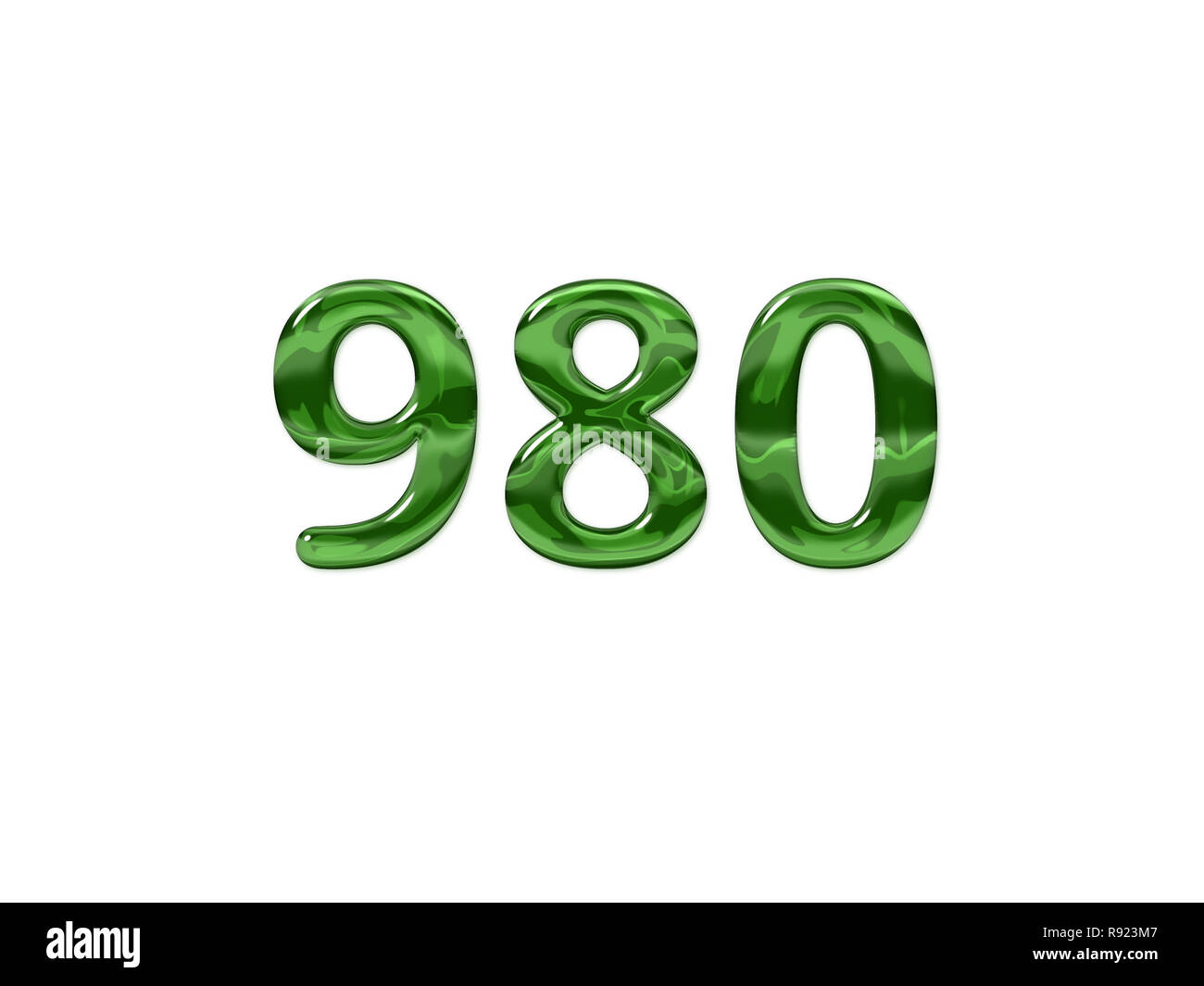 Green Number 980 isolated white background Stock Photo - Alamy