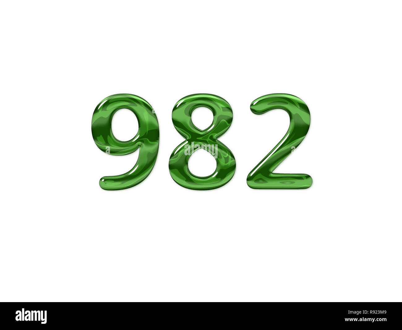 Green Number 982 isolated white background Stock Photo - Alamy