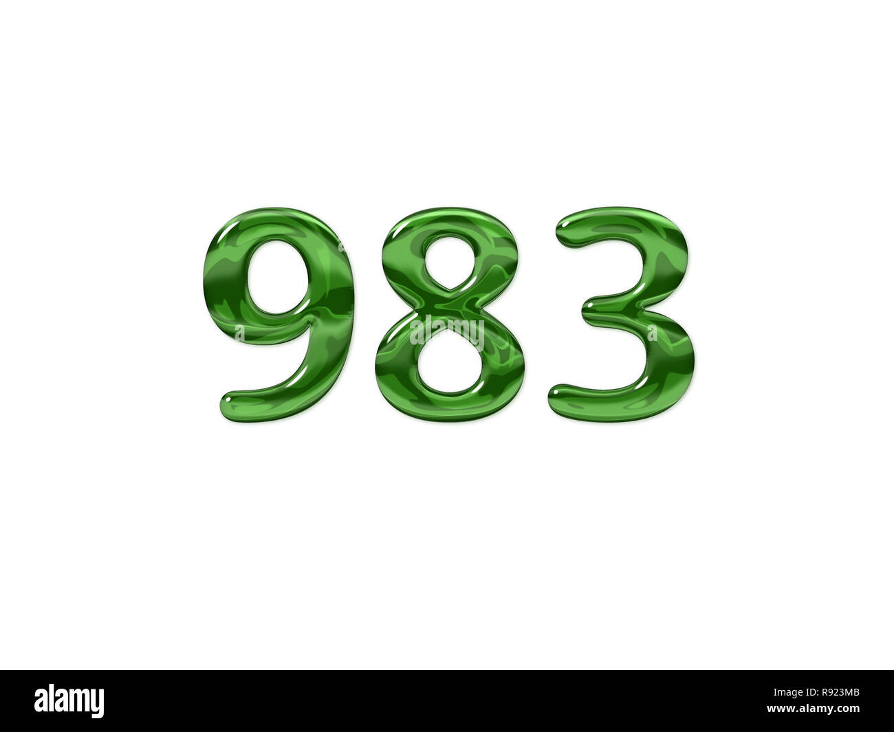 Green Number 983 isolated white background Stock Photo - Alamy