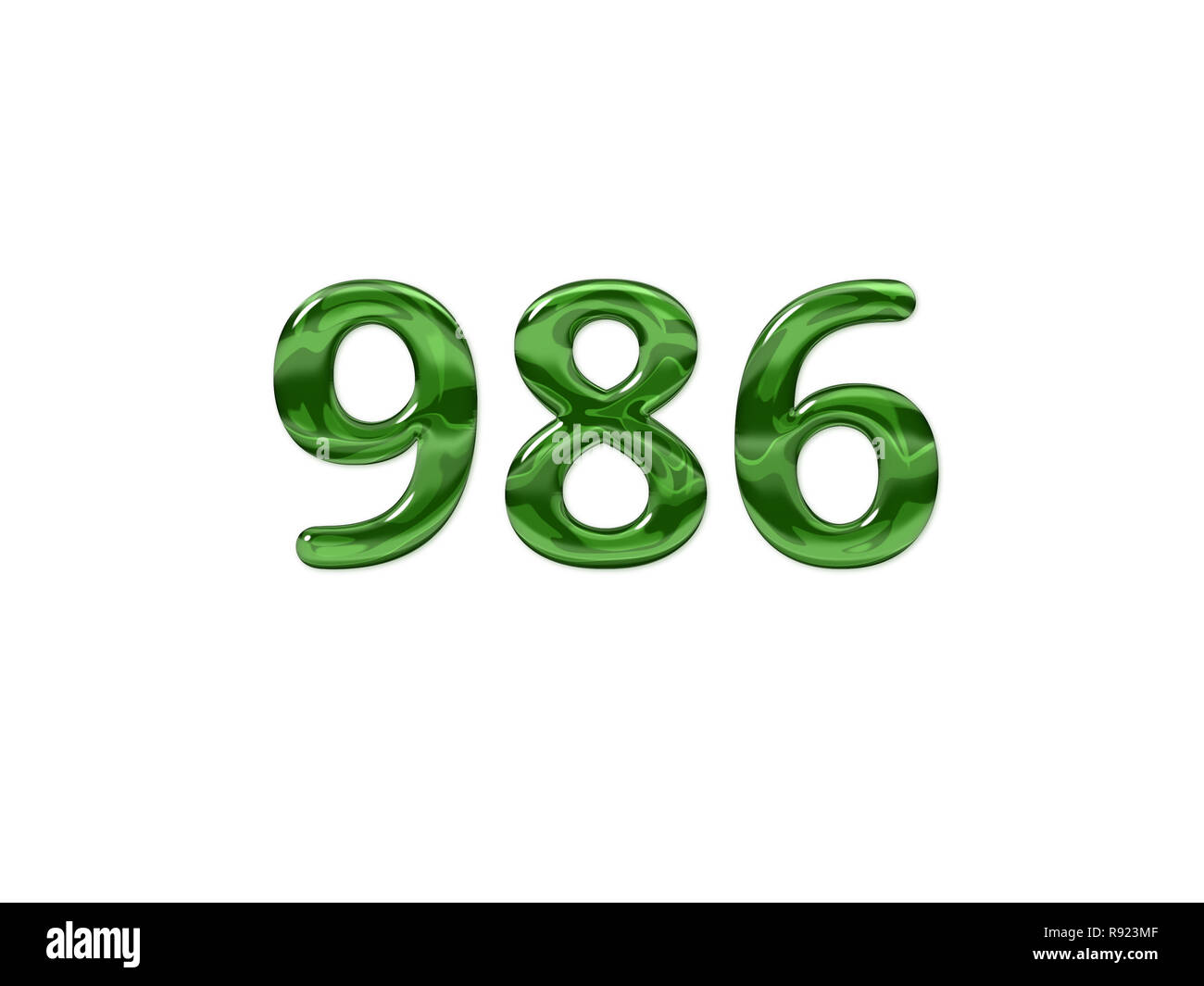 Green Number 986 isolated white background Stock Photo - Alamy