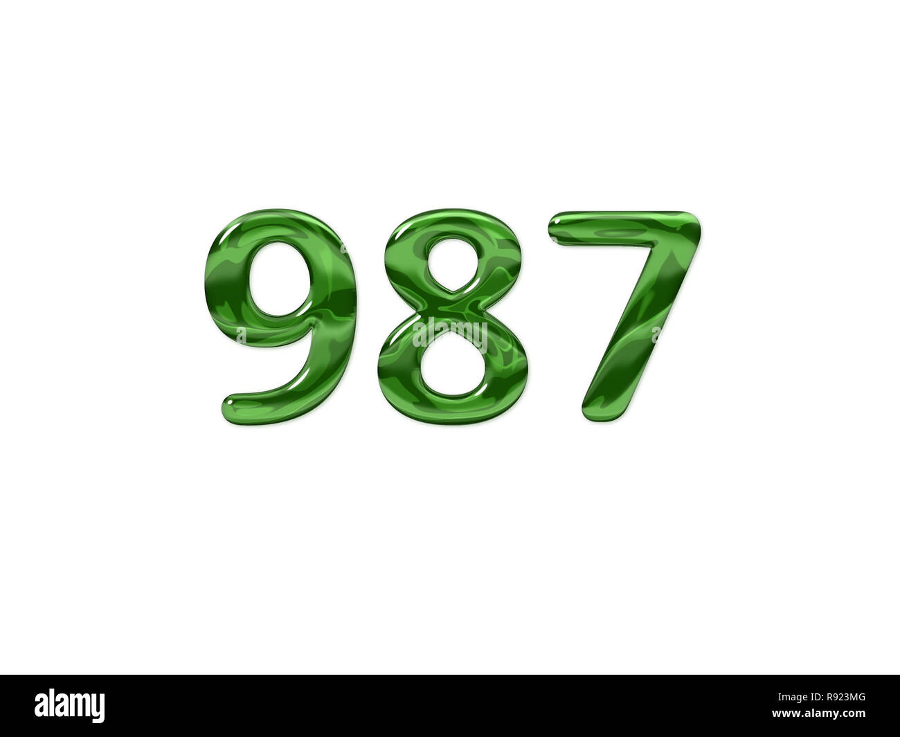 Green Number 987 isolated white background Stock Photo - Alamy