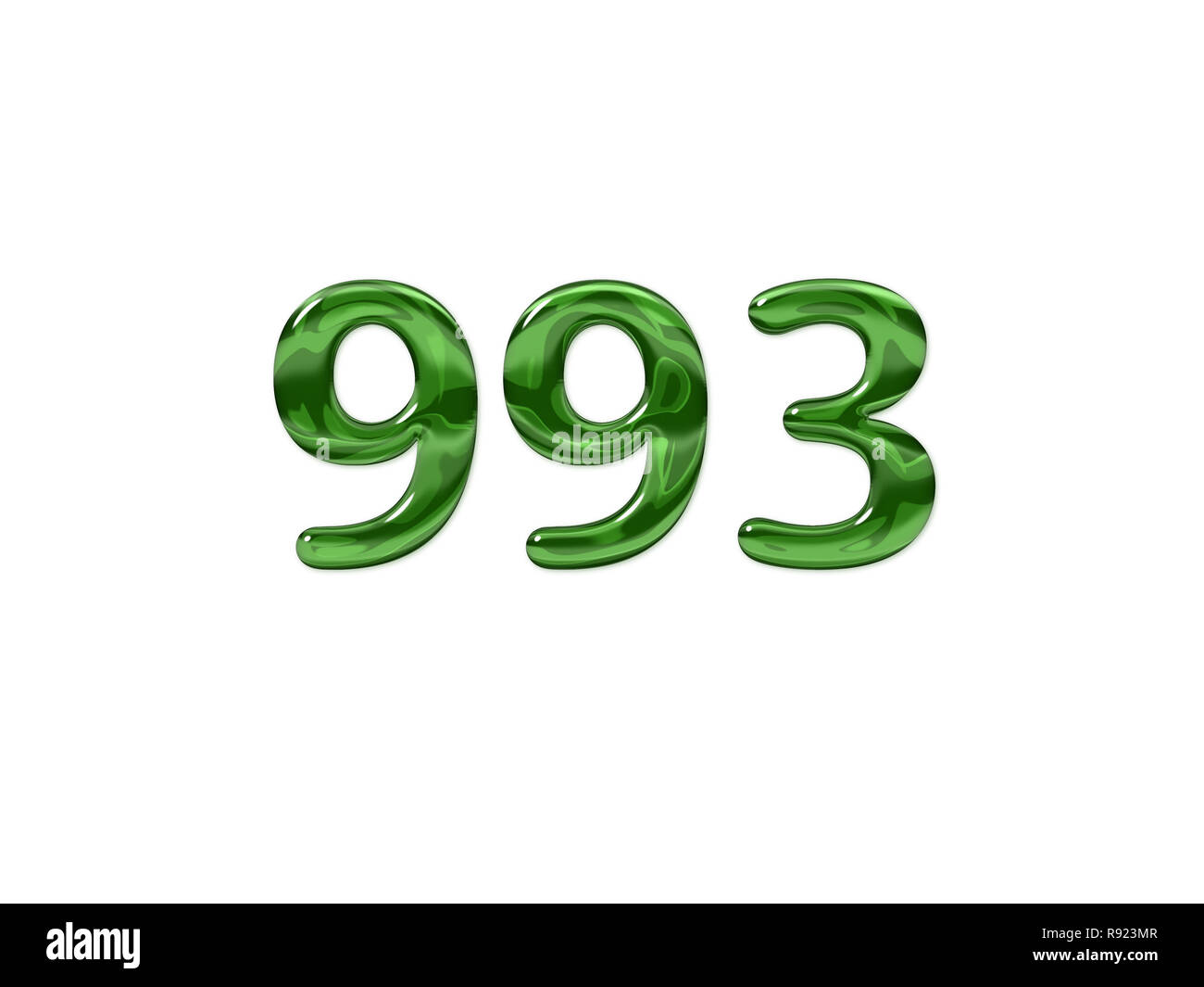 Green Number 993 isolated white background Stock Photo - Alamy