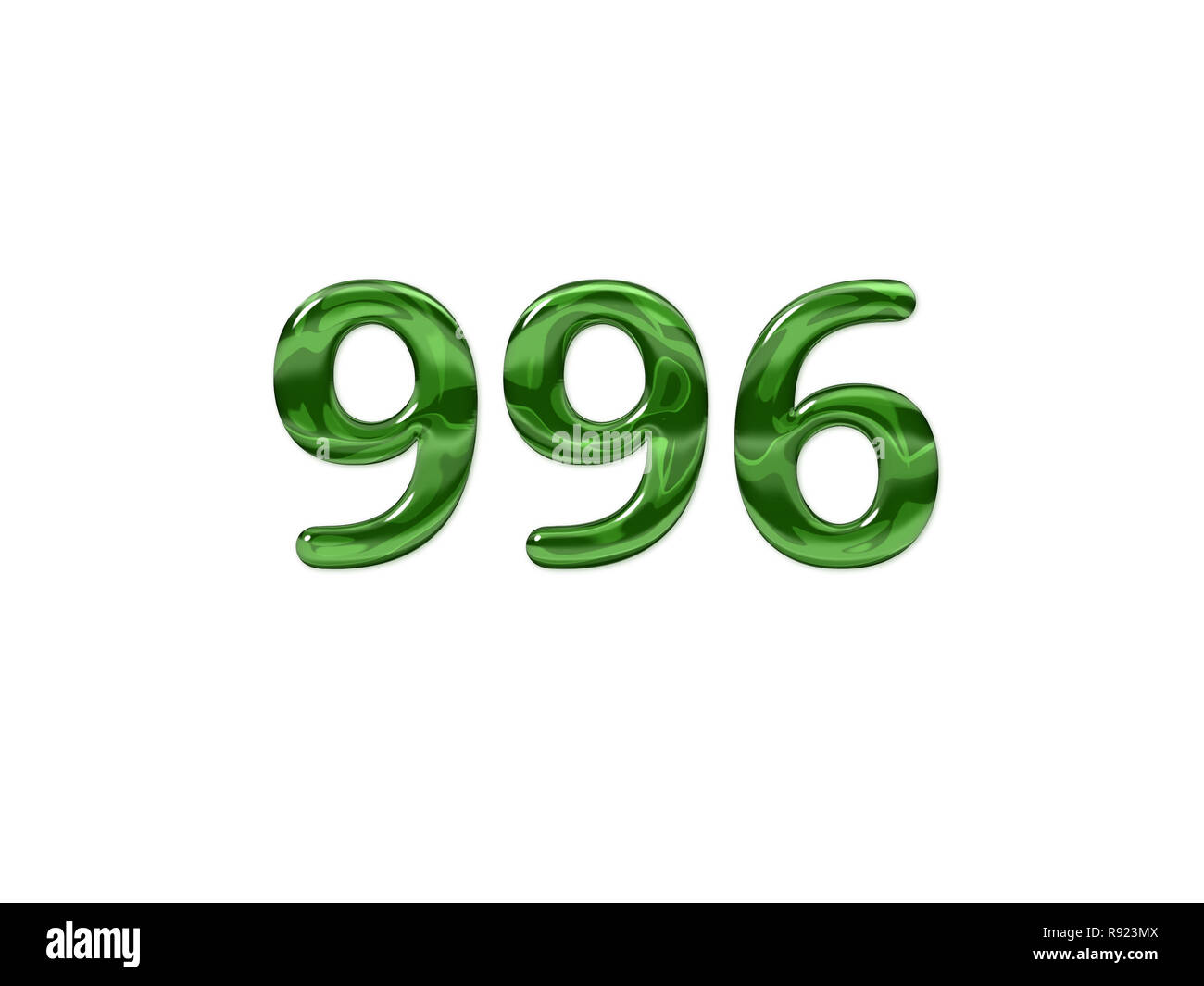 Green Number 996 isolated white background Stock Photo - Alamy