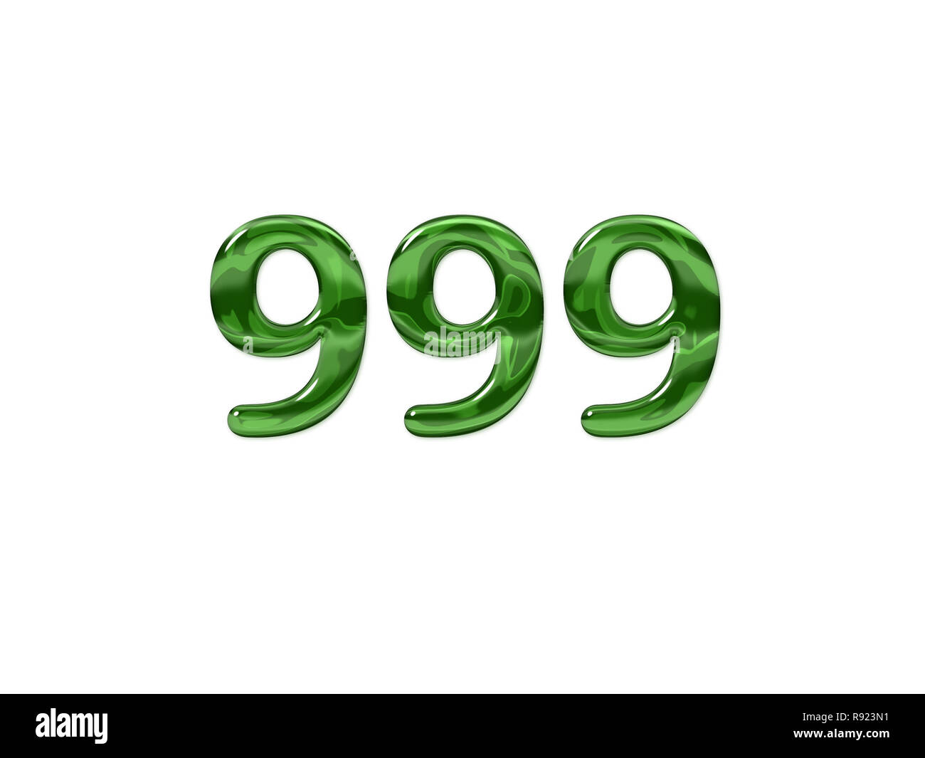 Green Number 999 isolated white background Stock Photo - Alamy