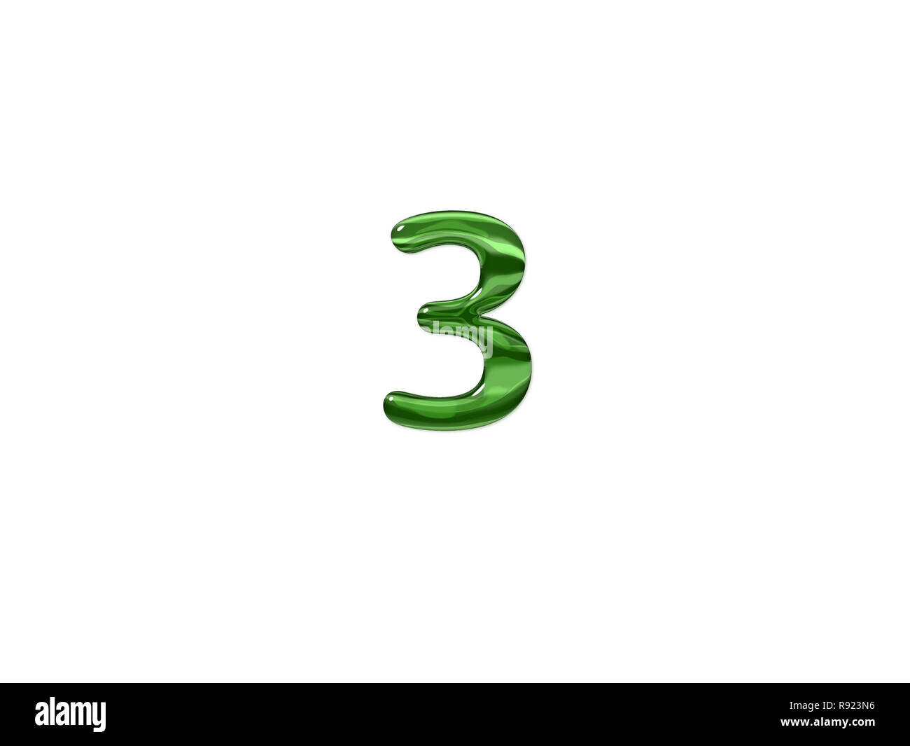 Green Number 3 isolated white background Stock Photo - Alamy