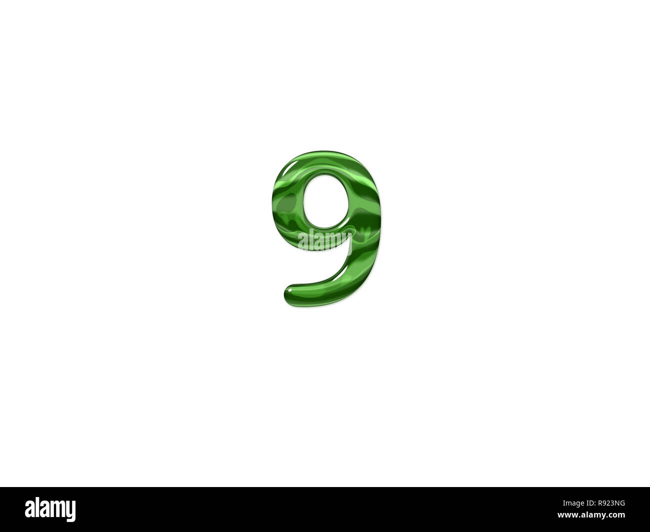 Green Number 9 isolated white background Stock Photo - Alamy