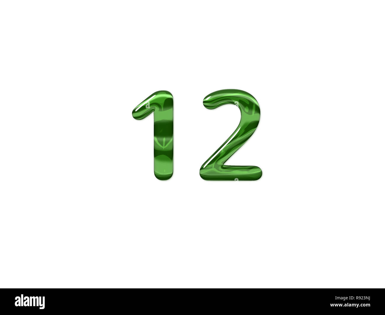 Green Number 12 isolated white background Stock Photo - Alamy