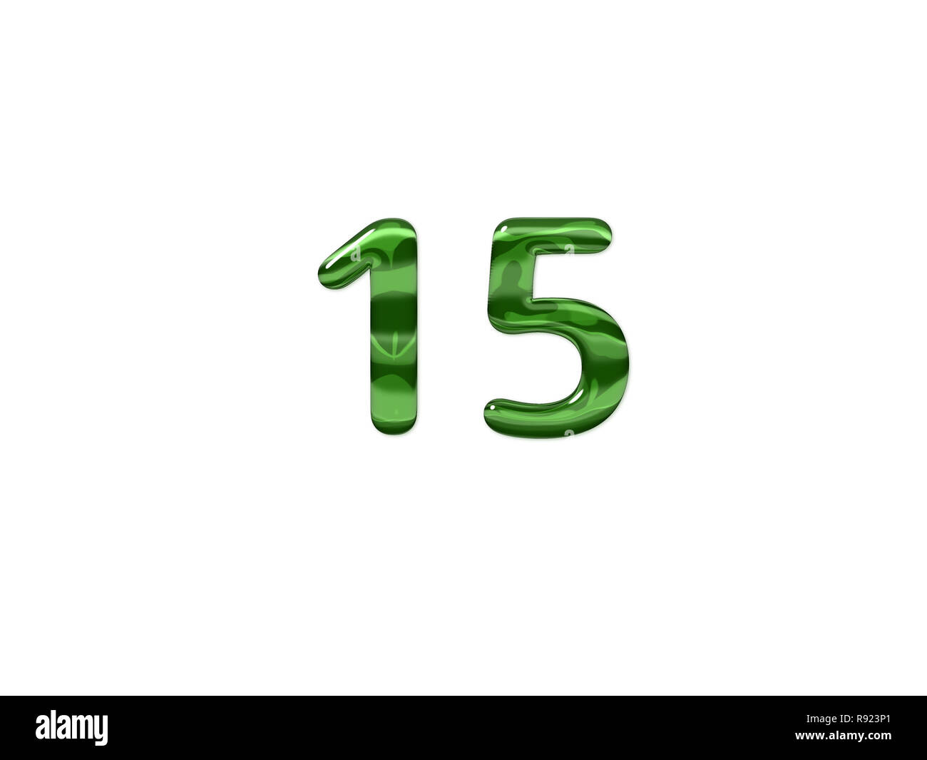 Green Number 15 isolated white background Stock Photo - Alamy