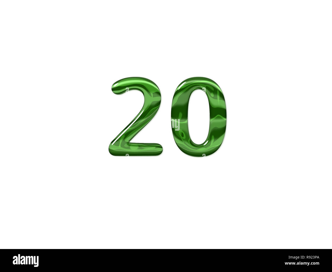 Green Number 20 isolated white background Stock Photo - Alamy