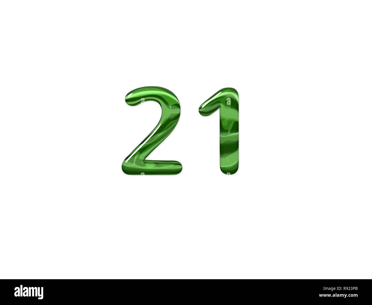 Green Number 21 isolated white background Stock Photo - Alamy