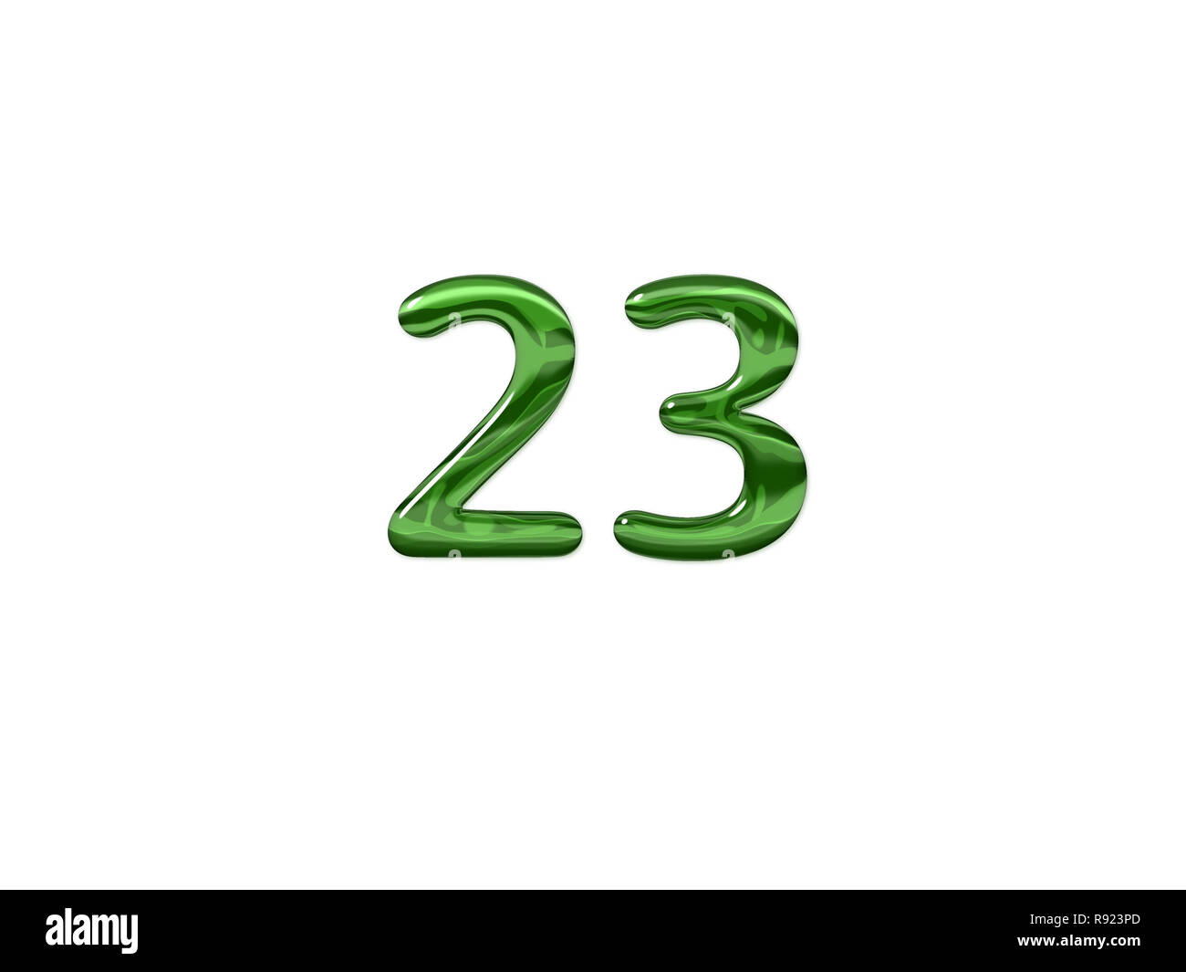 Green Number 23 isolated white background Stock Photo - Alamy