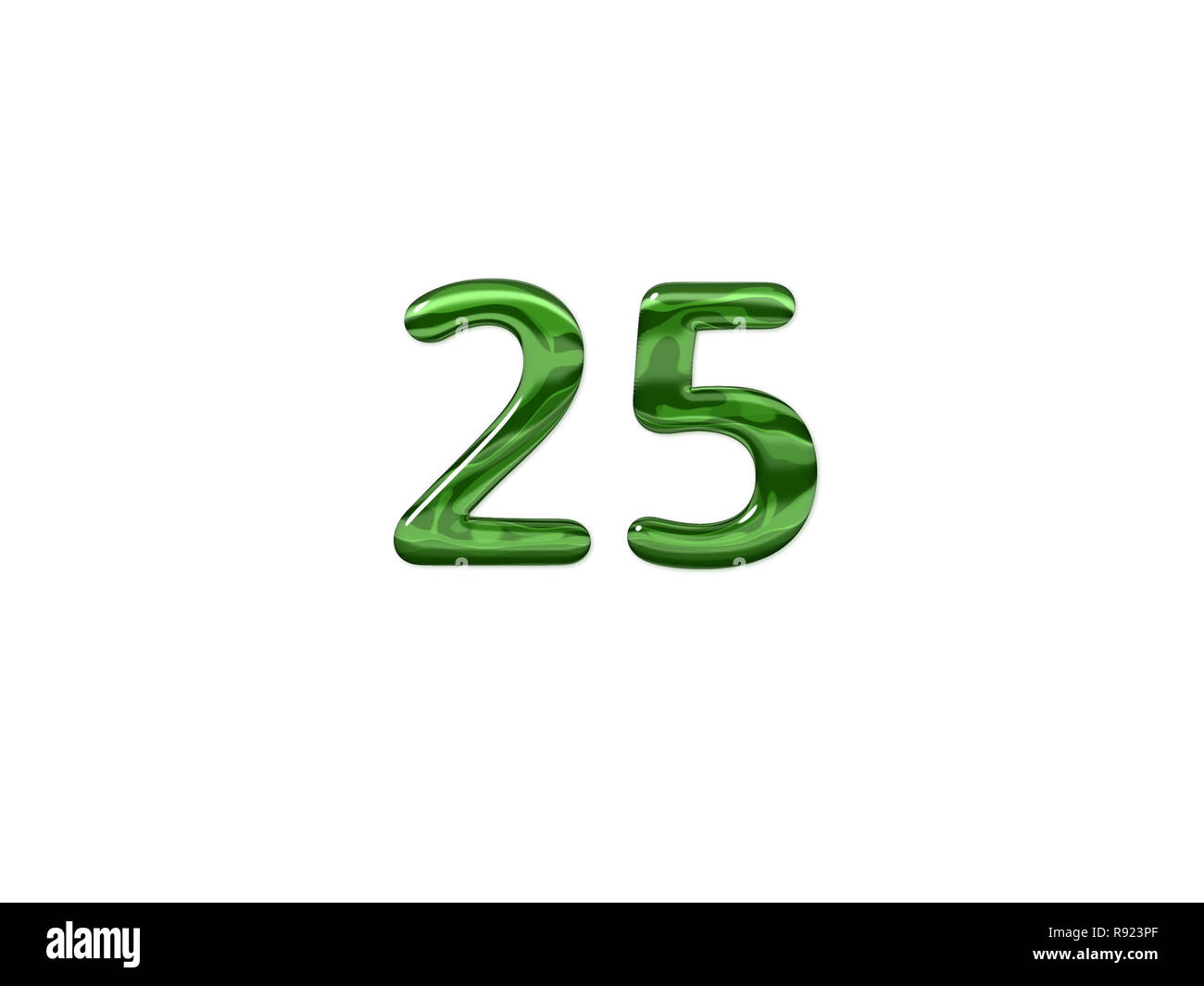 Green Number 25 isolated white background Stock Photo - Alamy