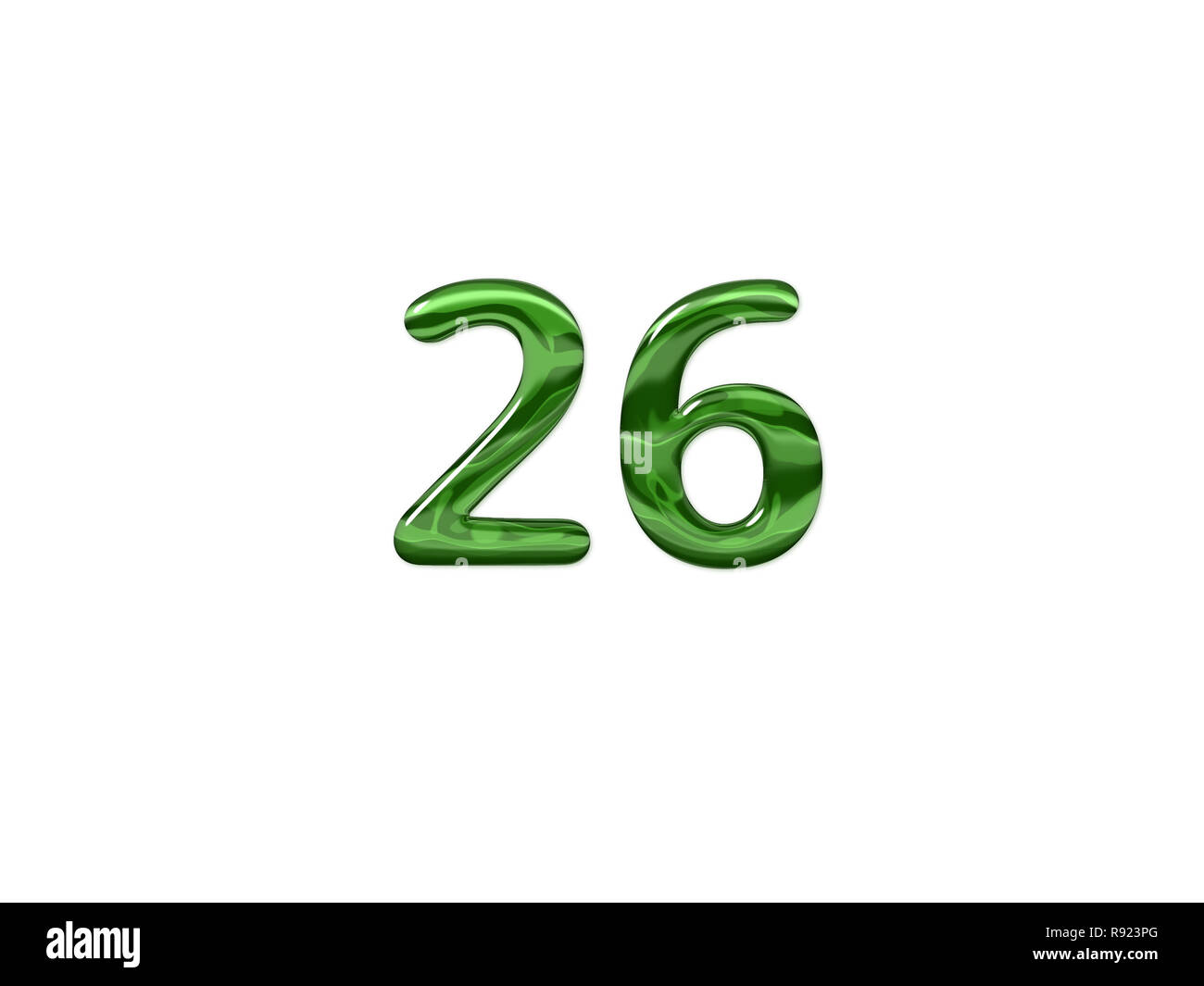 Green Number 26 isolated white background Stock Photo - Alamy