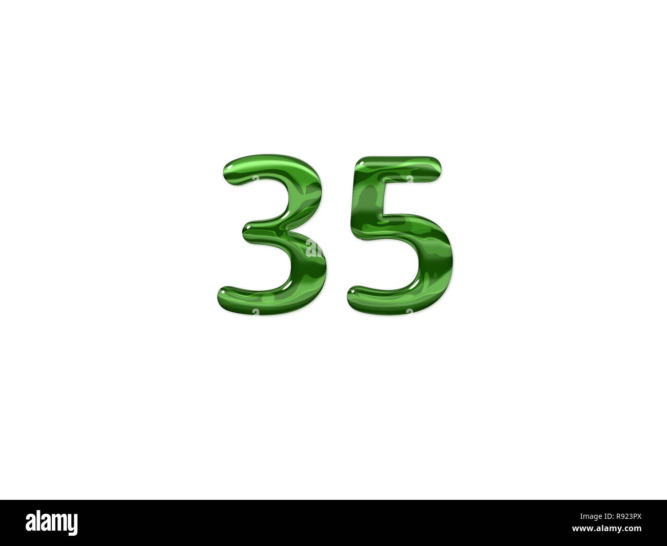 Green Number 35 isolated white background Stock Photo - Alamy