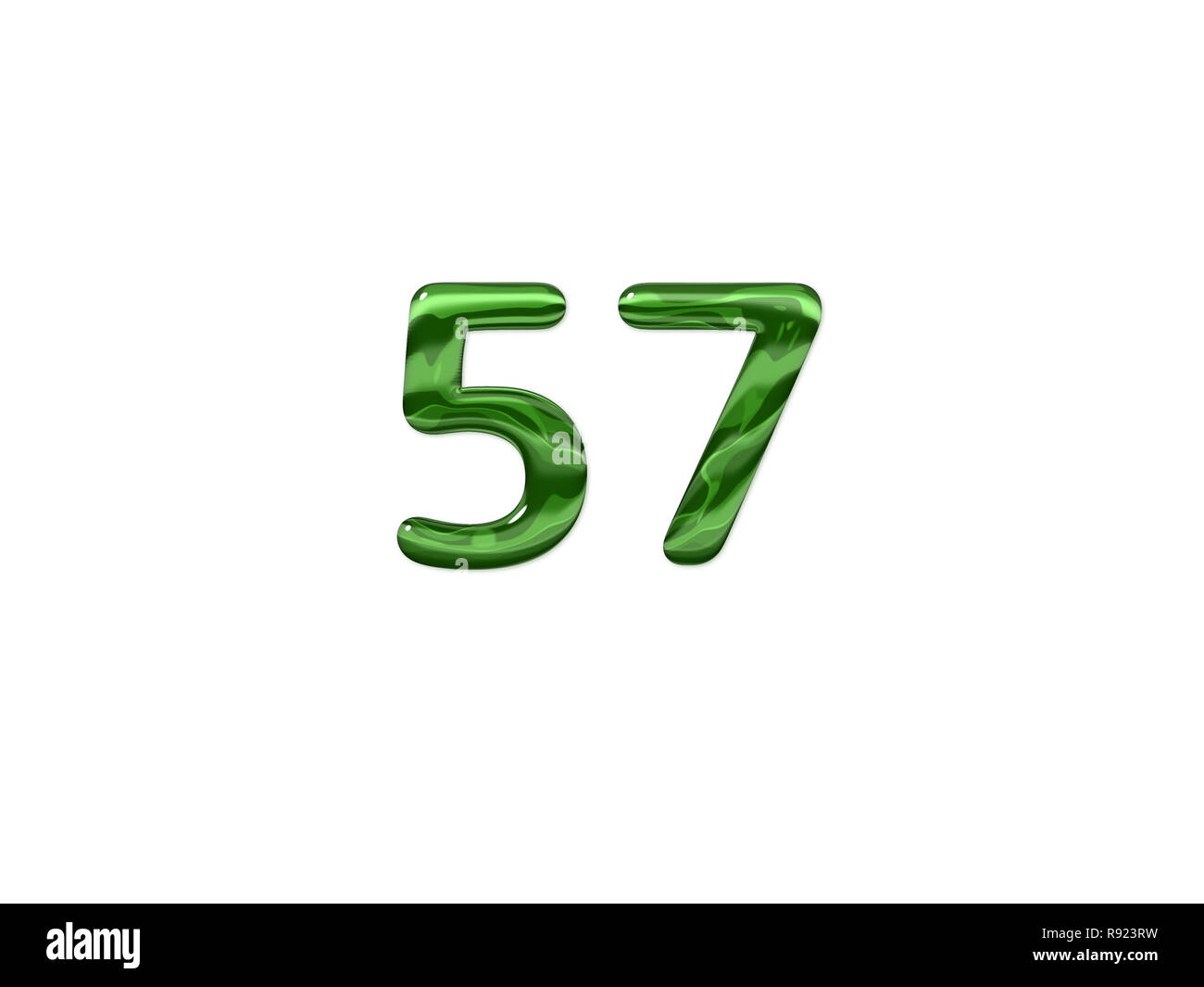 Green Number 57 isolated white background Stock Photo - Alamy