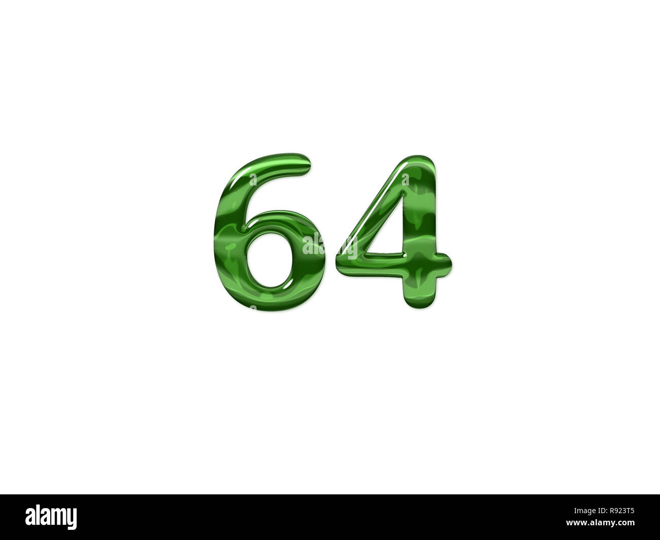 Green Number 64 isolated white background Stock Photo - Alamy