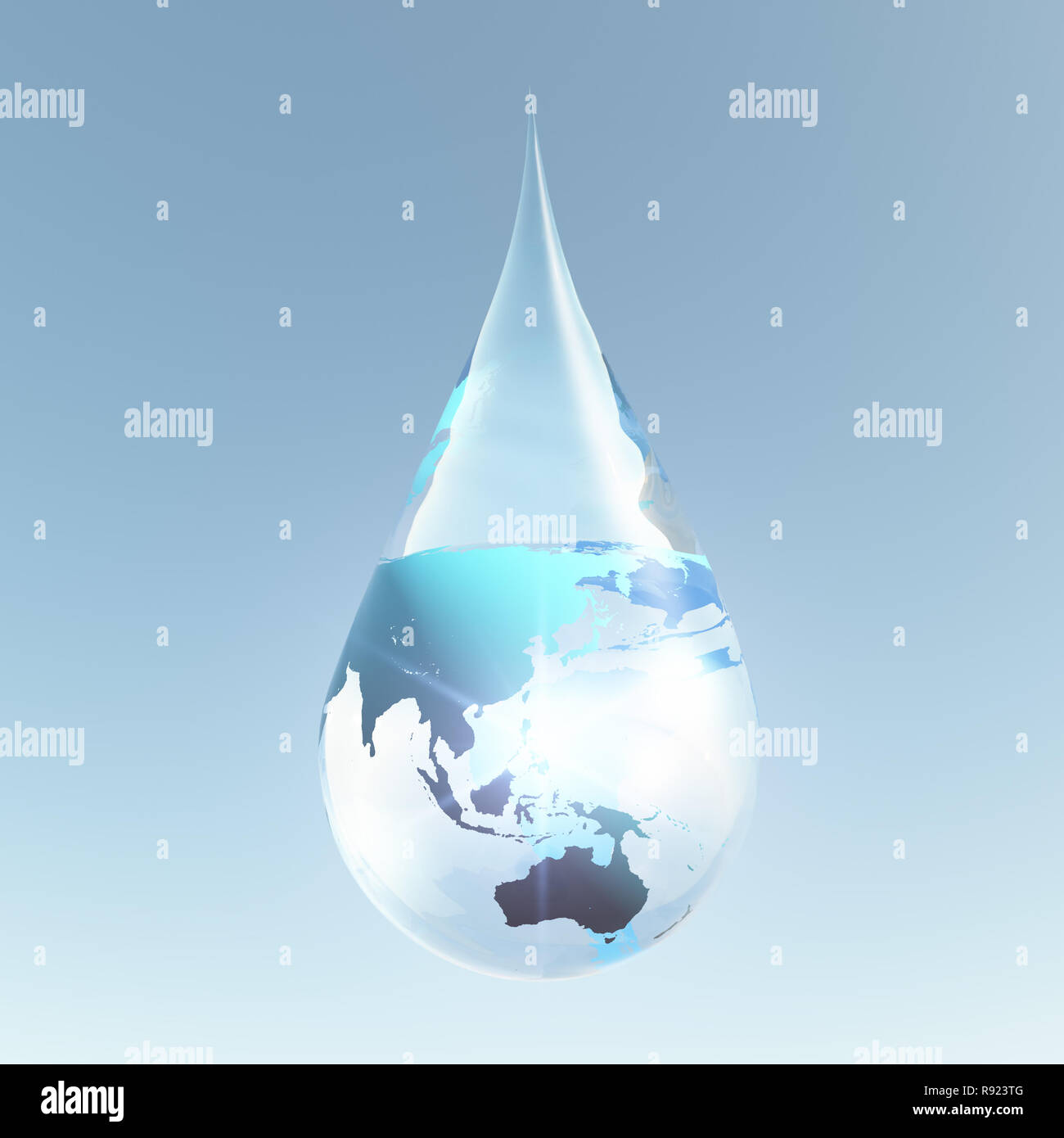 Symbolic composition. Australia and Asia water drop Stock Photo - Alamy