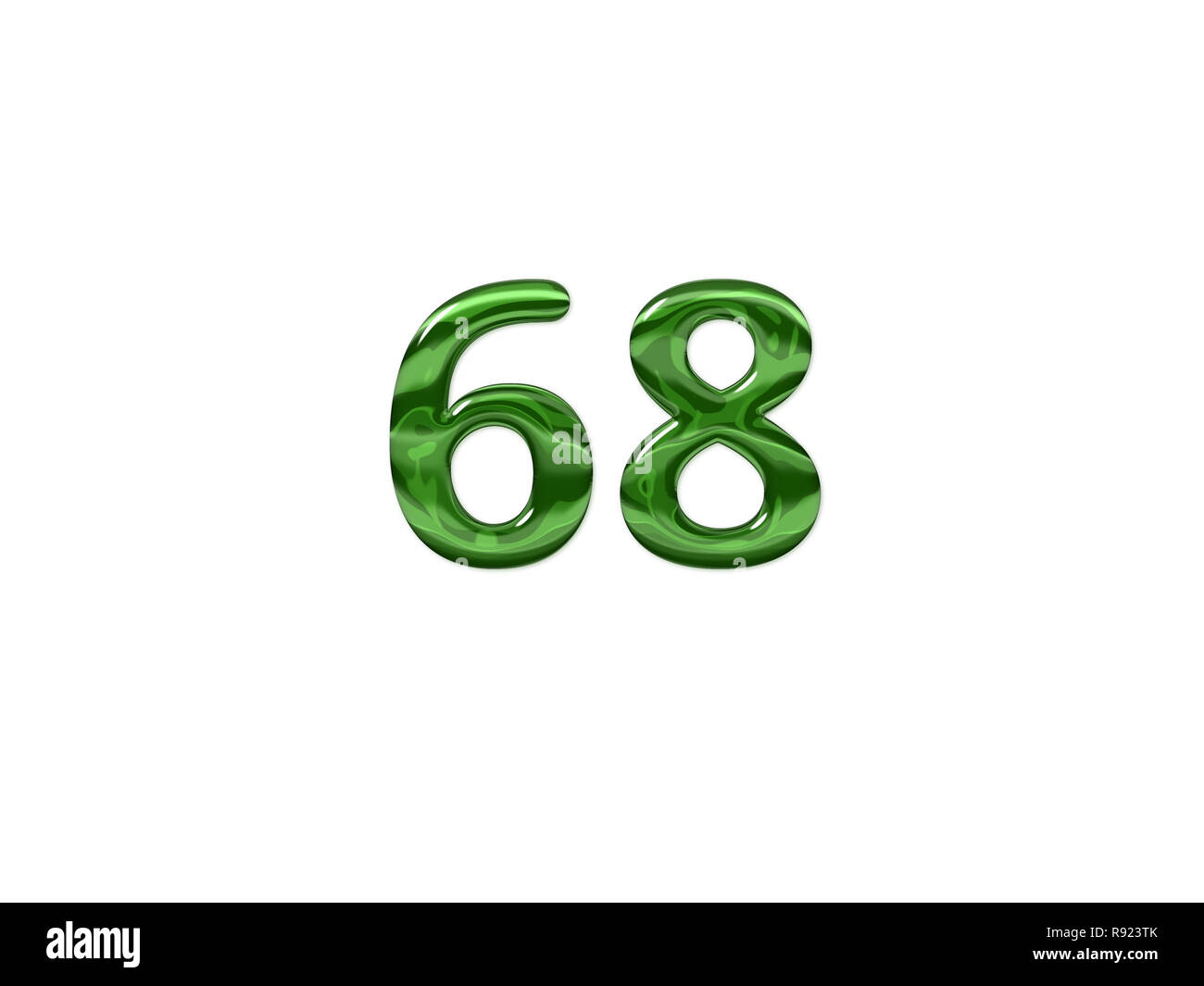 Green Number 68 isolated white background Stock Photo - Alamy