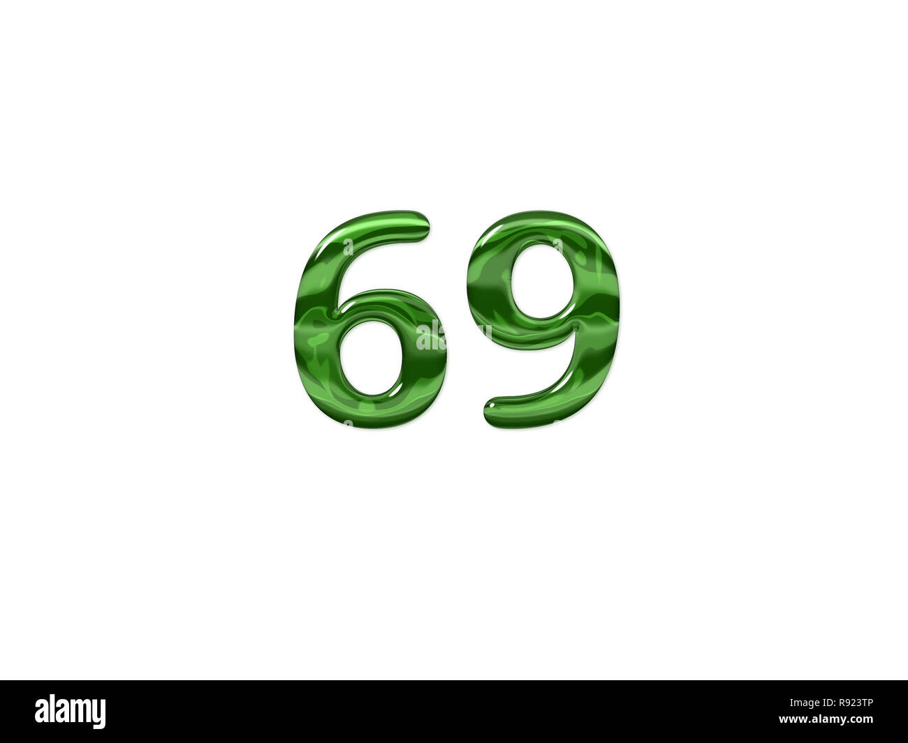 Green Number 69 isolated white background Stock Photo - Alamy
