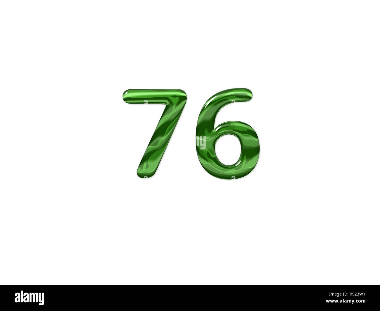 Green Number 76 isolated white background Stock Photo - Alamy