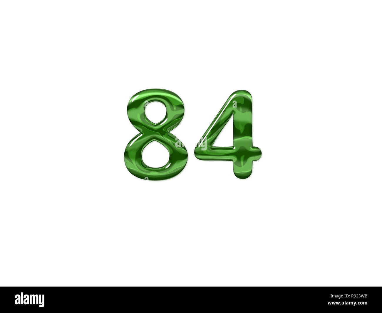 Green Number 84 isolated white background Stock Photo - Alamy