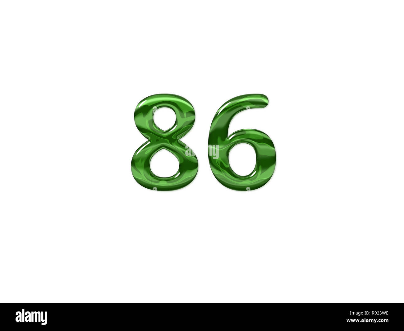 Green Number 86 isolated white background Stock Photo - Alamy