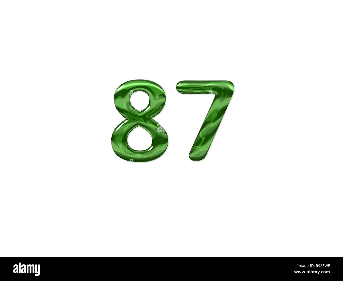 Green Number 87 isolated white background Stock Photo - Alamy