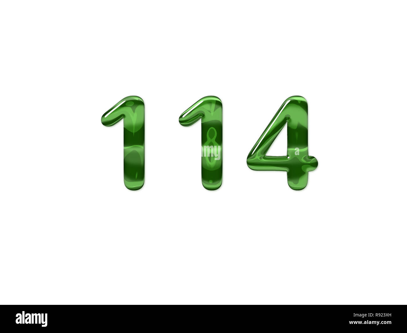 Green Number 114 isolated white background Stock Photo - Alamy