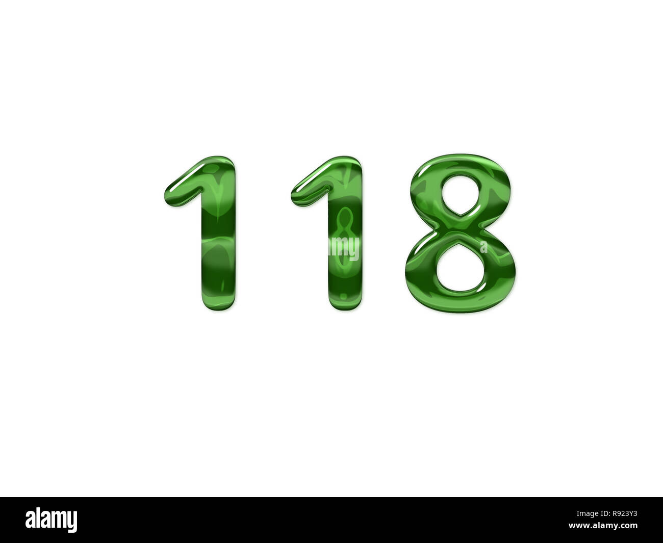 Green Number 118 isolated white background Stock Photo - Alamy