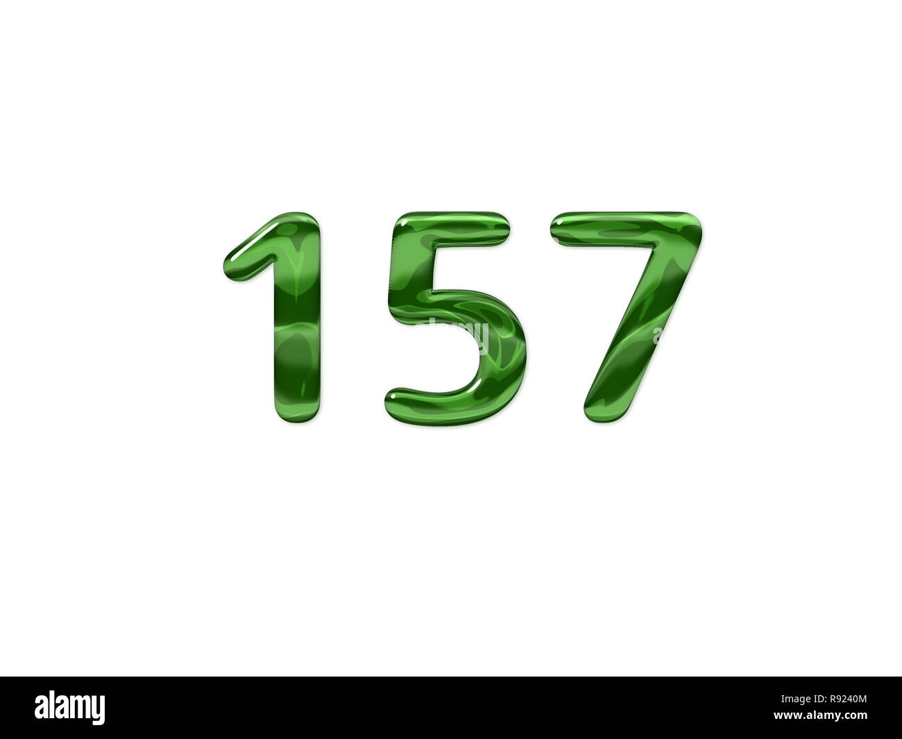 Green Number 157 isolated white background Stock Photo - Alamy