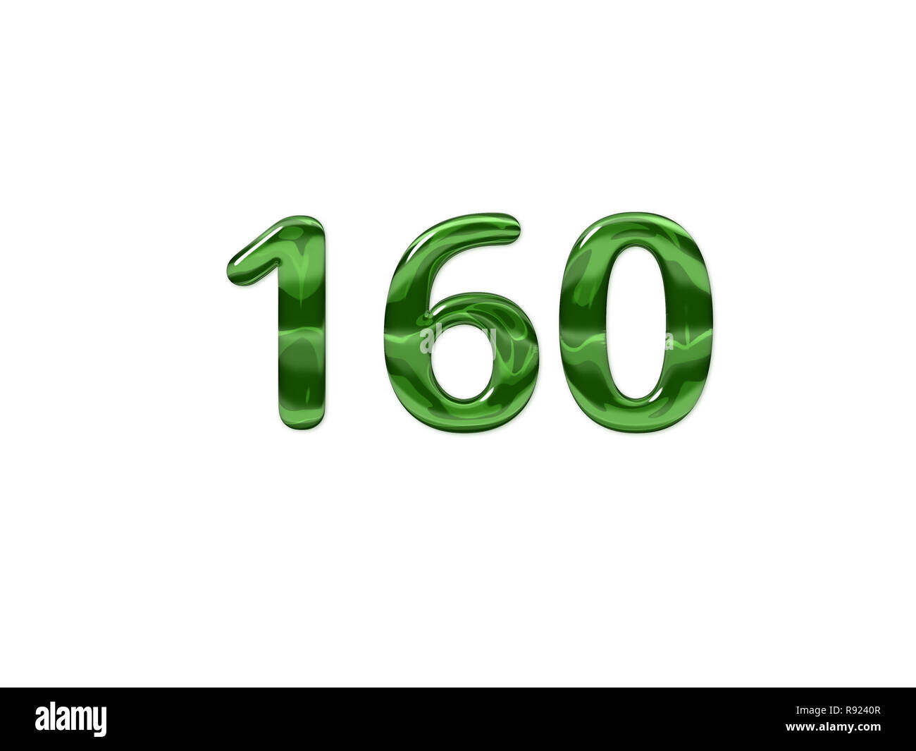 Green Number 160 isolated white background Stock Photo - Alamy
