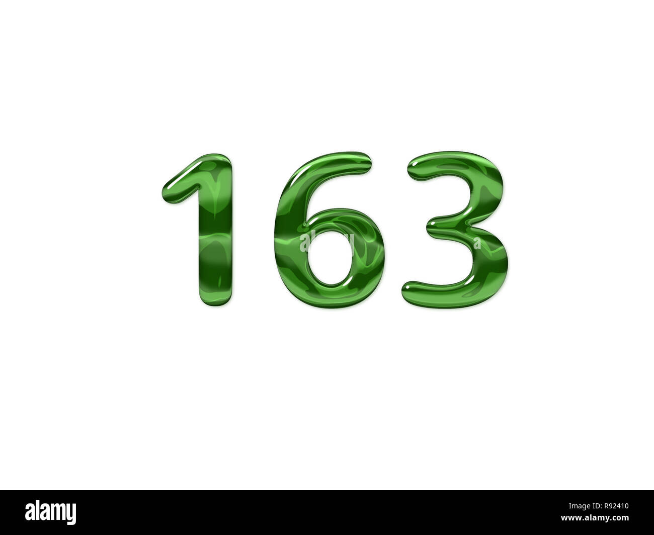 Green Number 163 isolated white background Stock Photo - Alamy