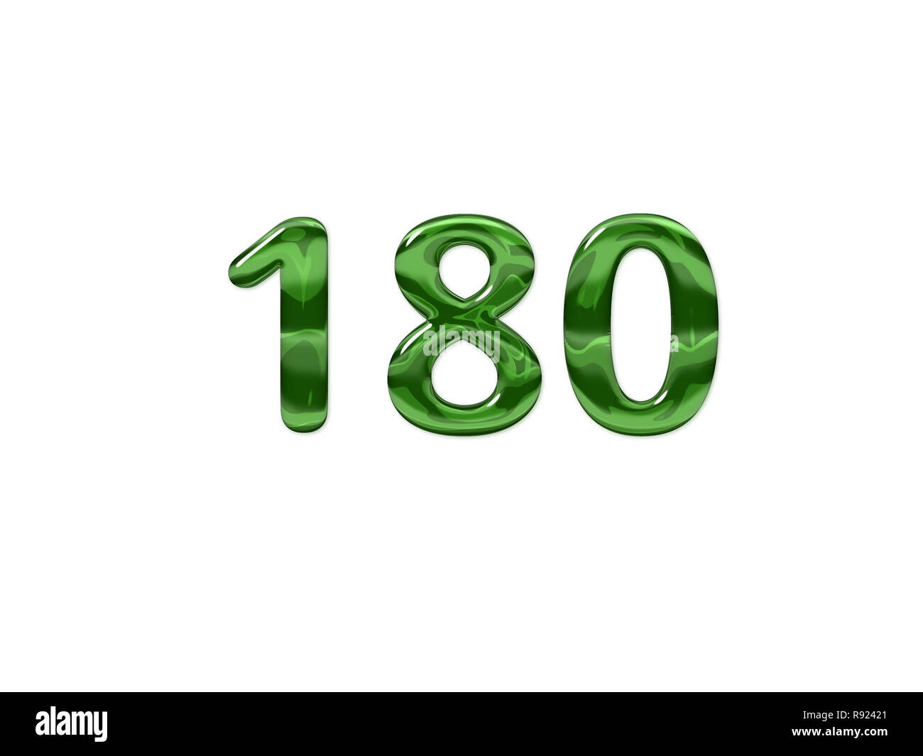 Green Number 180 isolated white background Stock Photo - Alamy