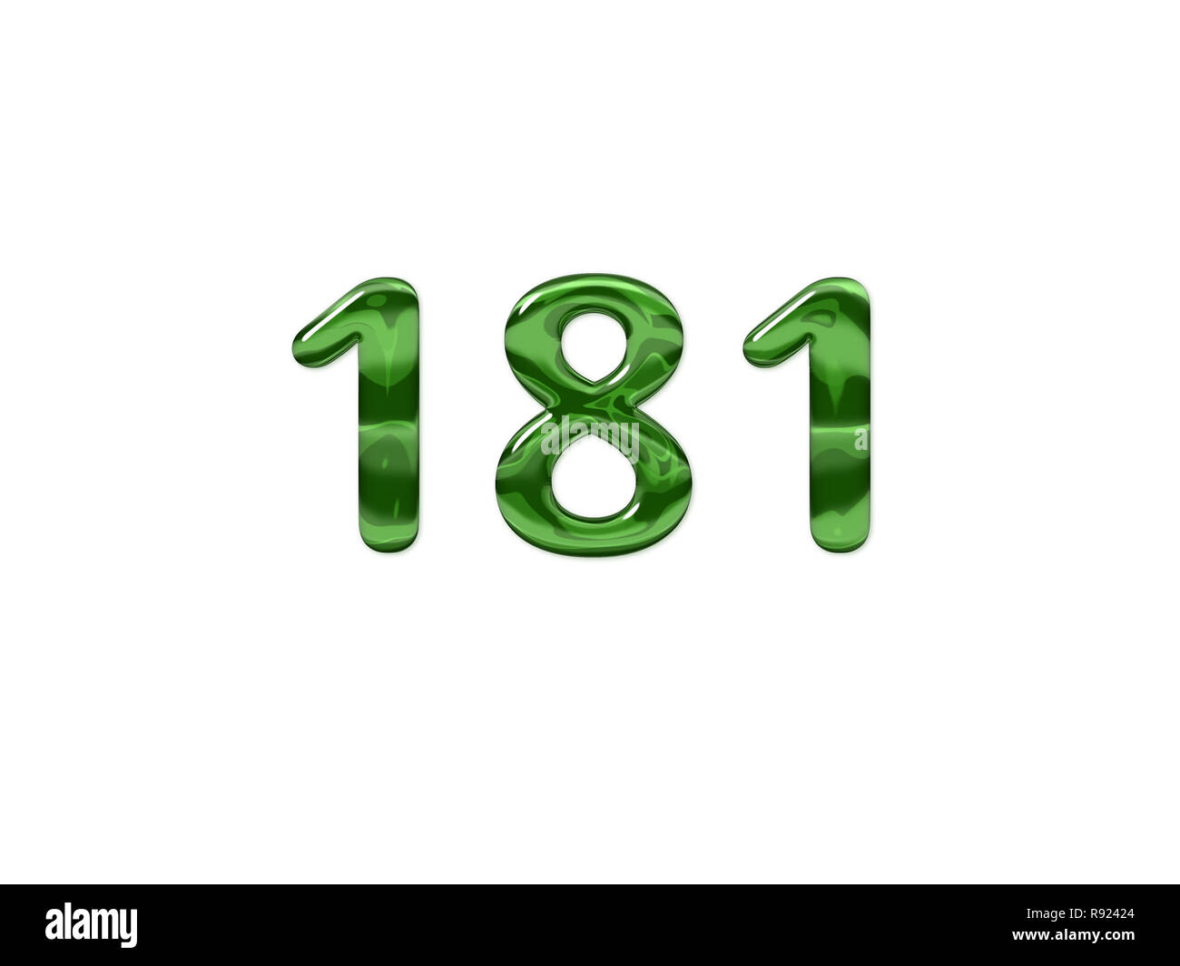 Green Number 181 isolated white background Stock Photo - Alamy