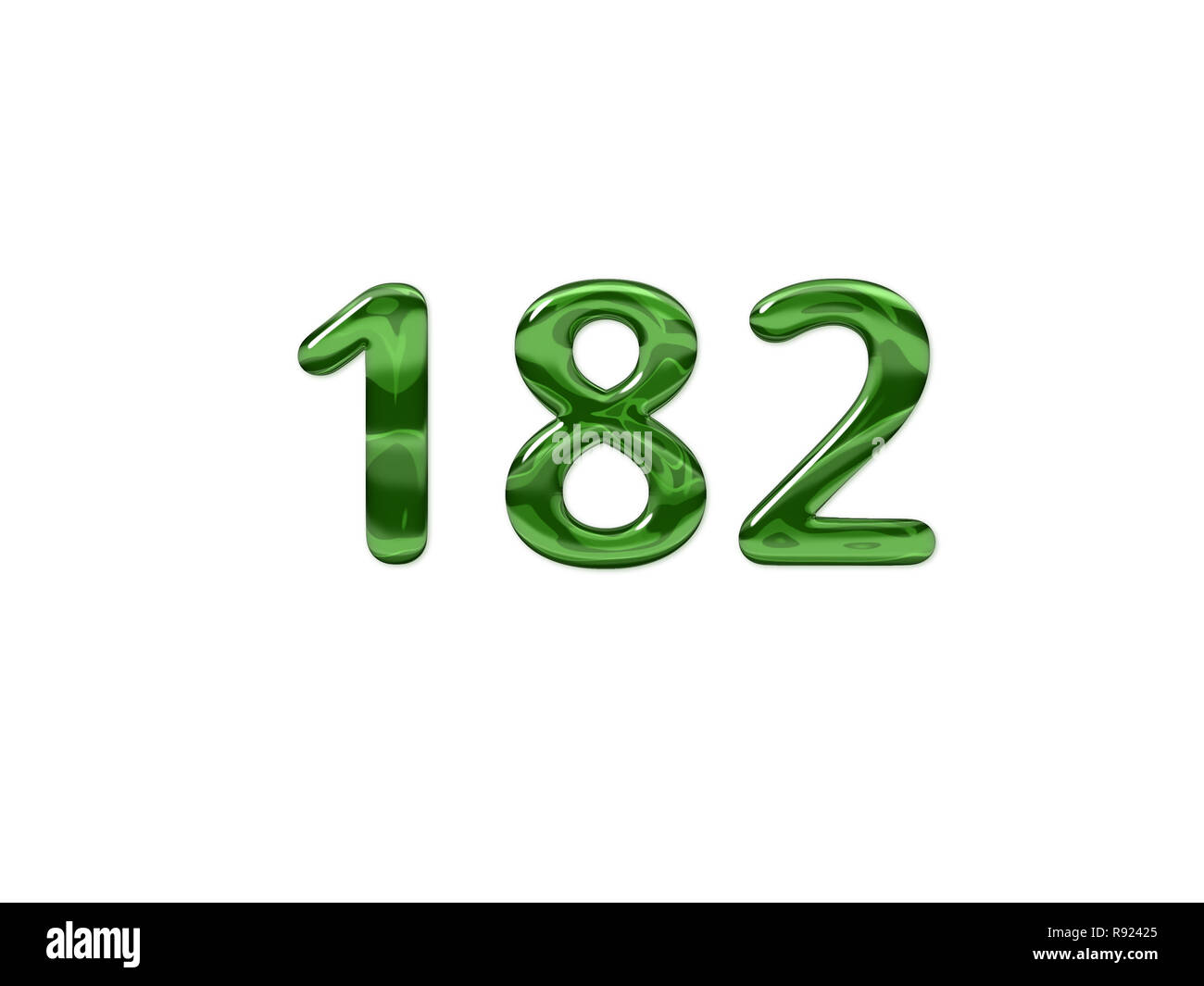 Green Number 182 isolated white background Stock Photo - Alamy