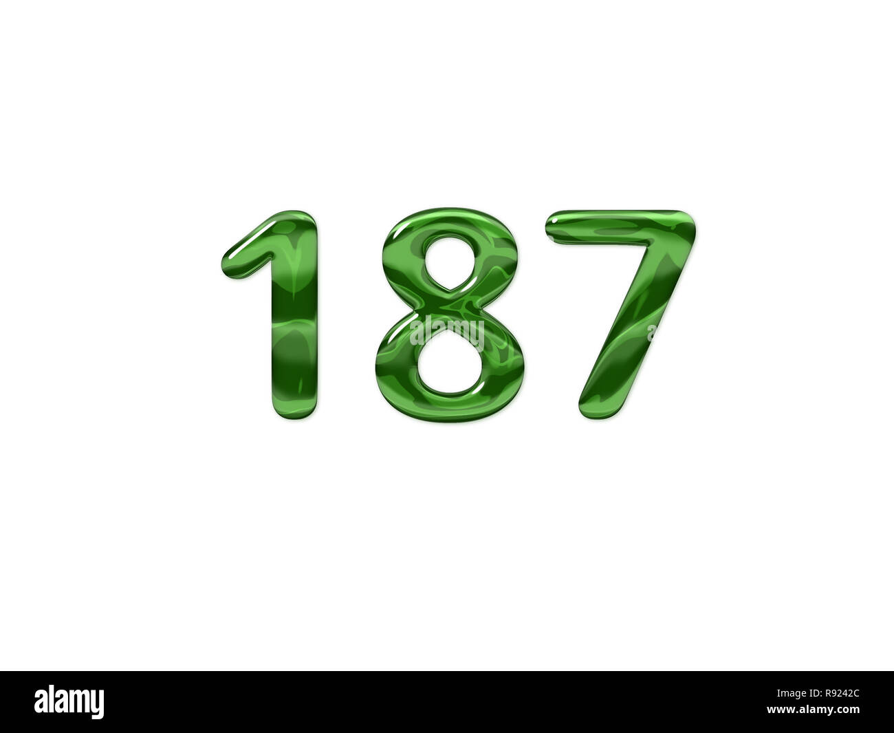 Green Number 187 isolated white background Stock Photo - Alamy