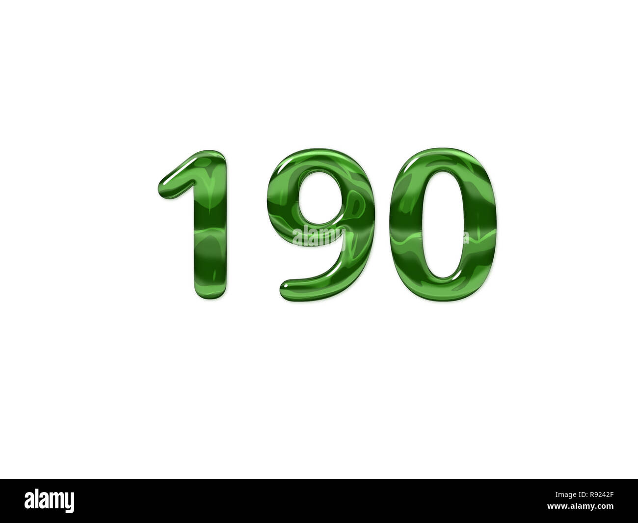 Green Number 190 isolated white background Stock Photo - Alamy