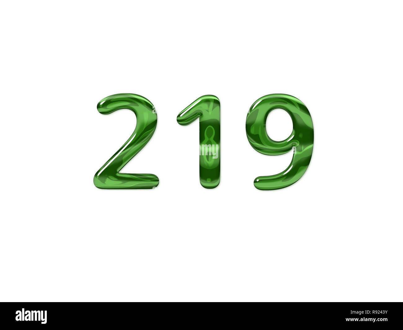 Green Number 219 isolated white background Stock Photo - Alamy