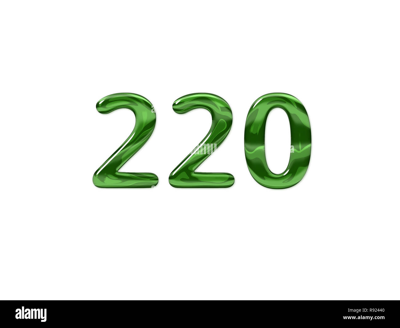 Green Number 220 isolated white background Stock Photo - Alamy