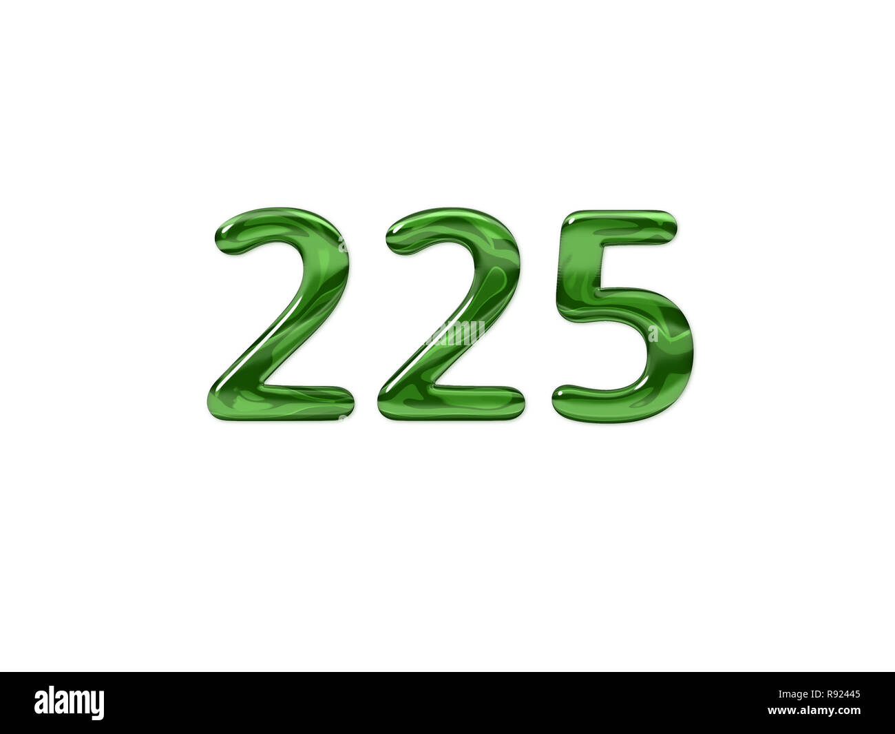 Green Number 225 isolated white background Stock Photo - Alamy