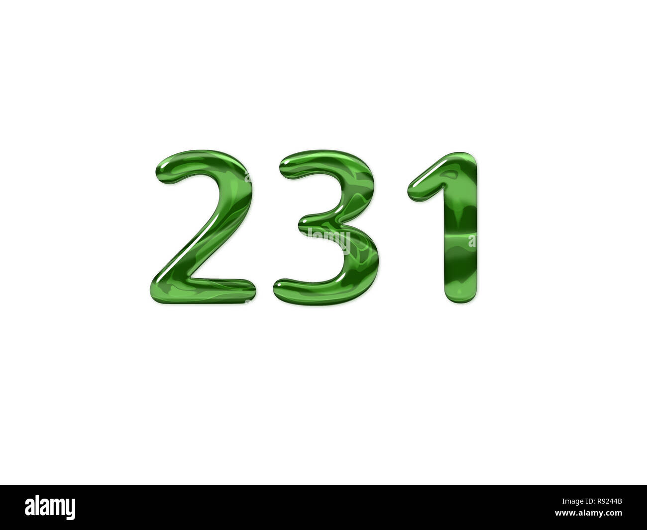 Green Number 231 isolated white background Stock Photo - Alamy