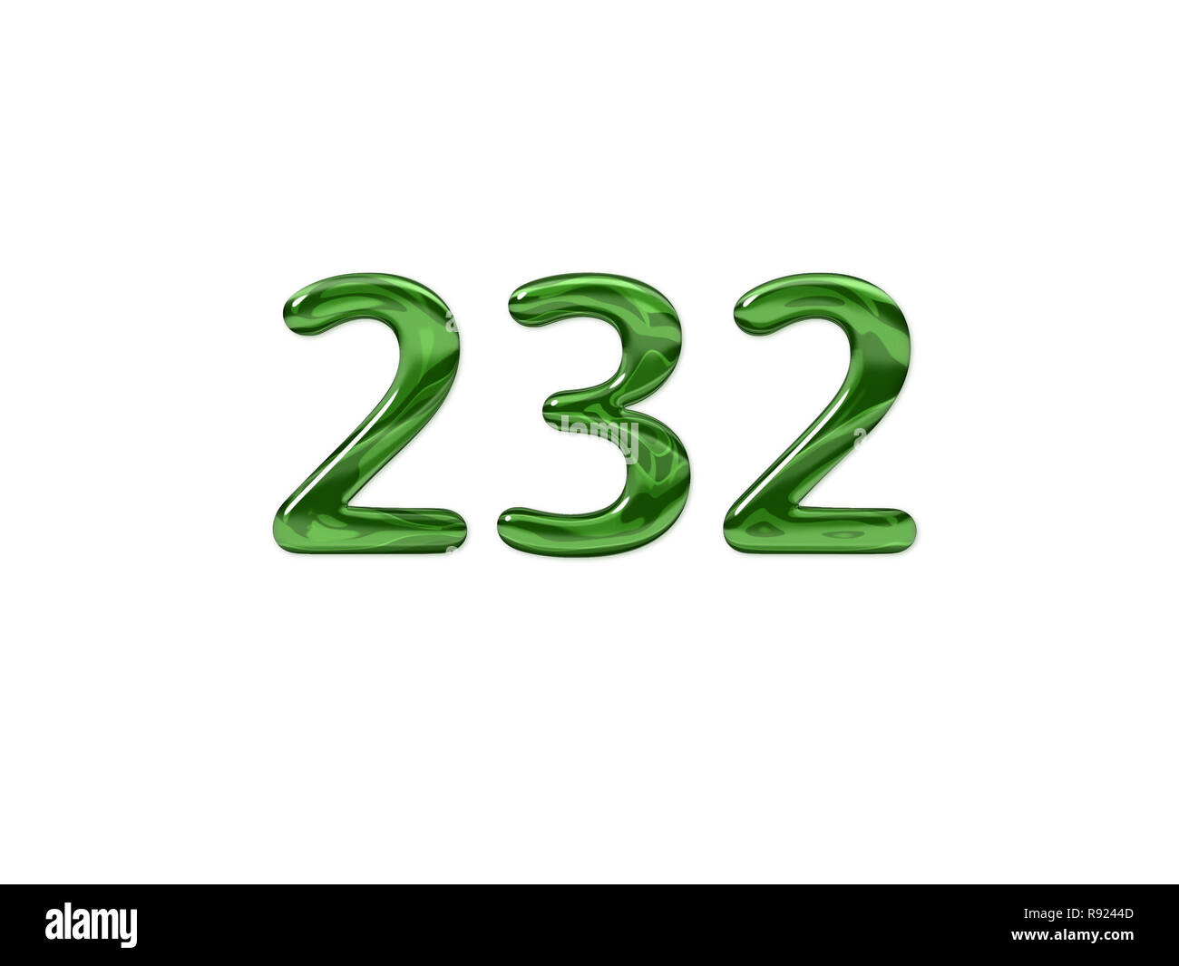 Green Number 232 isolated white background Stock Photo - Alamy