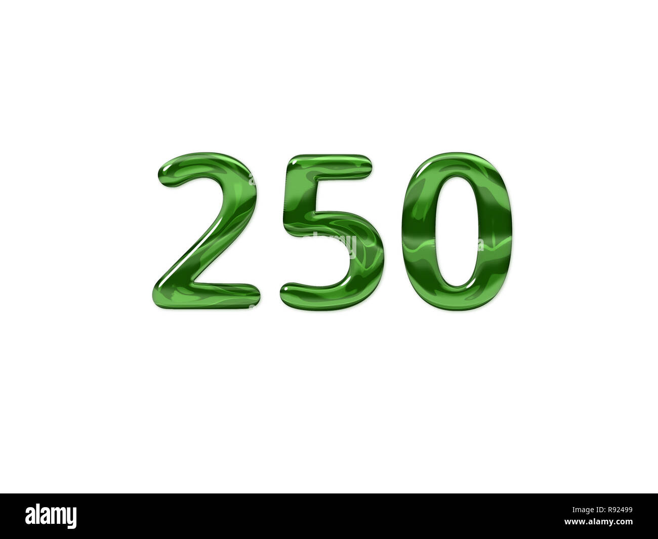 Green Number 250 isolated white background Stock Photo - Alamy