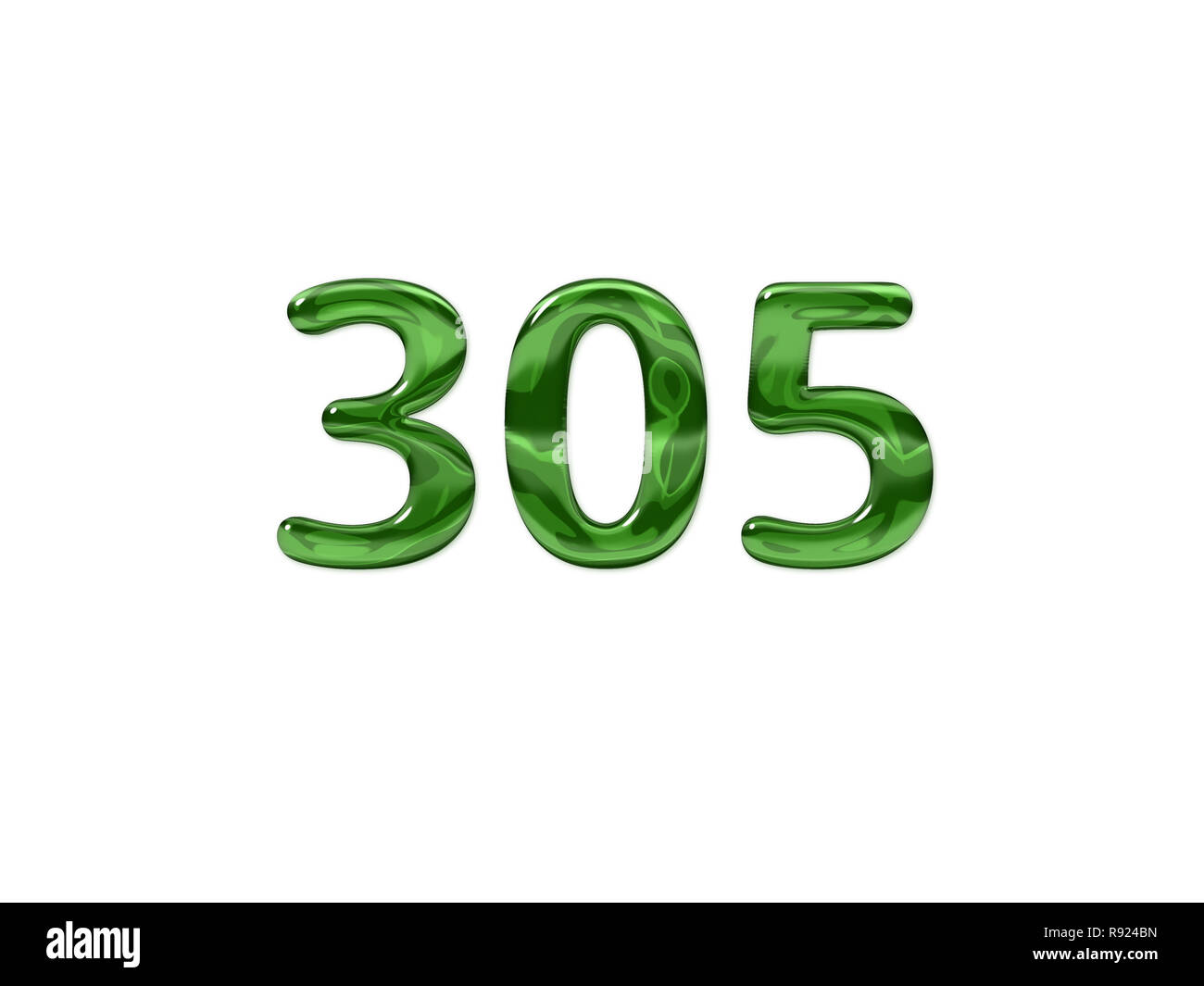 Green Number 305 isolated white background Stock Photo - Alamy