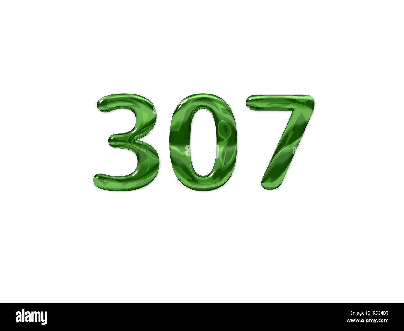 Green Number 307 isolated white background Stock Photo - Alamy