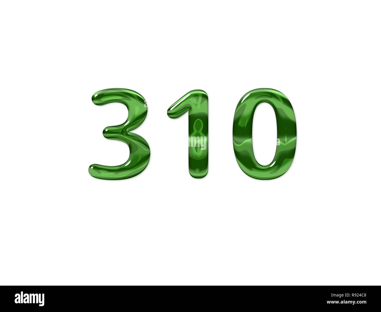 Green Number 310 isolated white background Stock Photo - Alamy