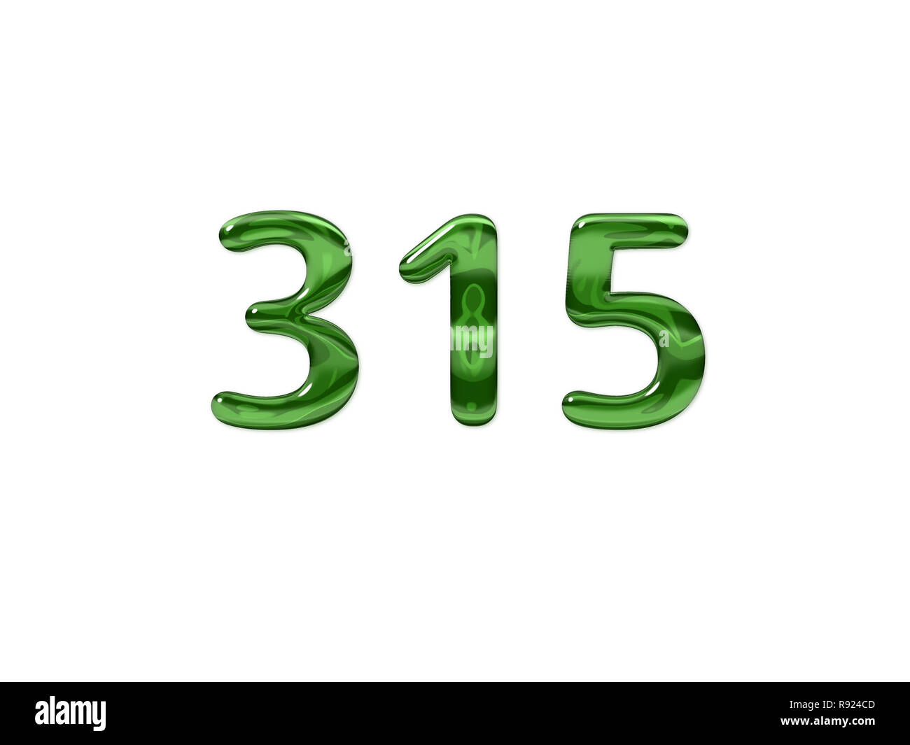 Green Number 315 isolated white background Stock Photo - Alamy