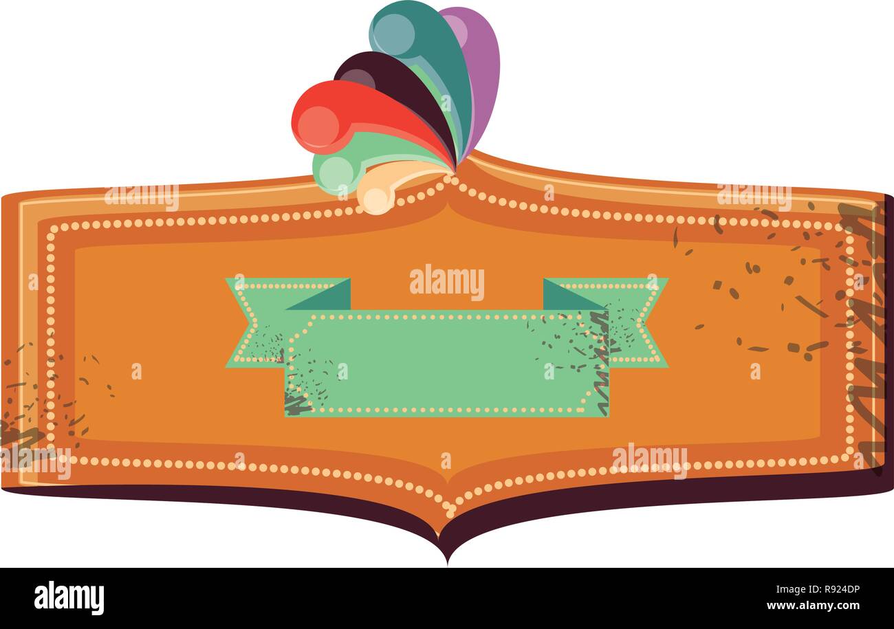retro circus label with feathers vector illustration design Stock ...