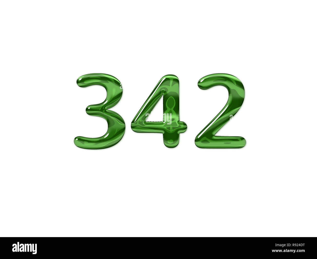 Green Number 342 isolated white background Stock Photo - Alamy