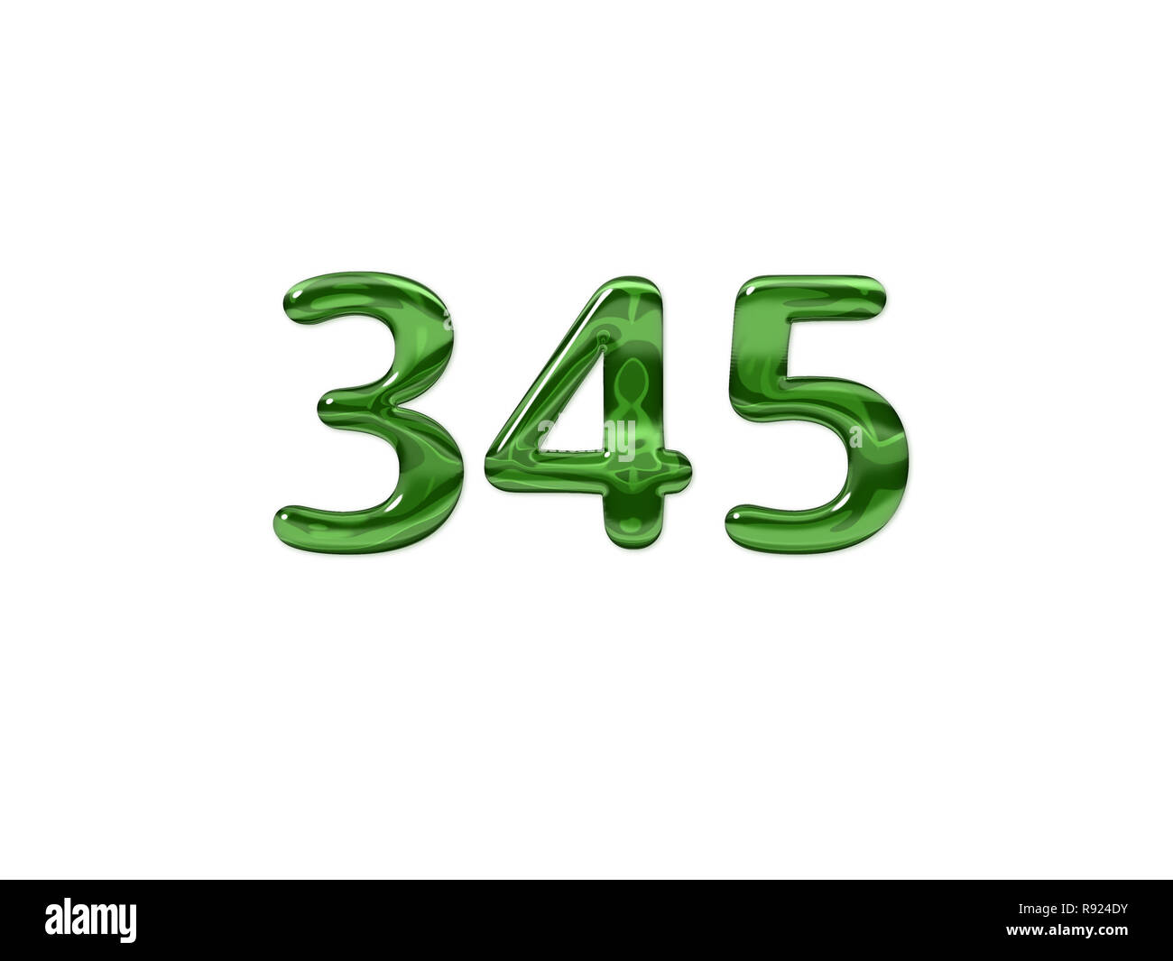 Green Number 345 isolated white background Stock Photo - Alamy